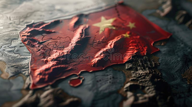 Chinese Flag on a Map, Suitable for Travel or Political Concepts Stock ...