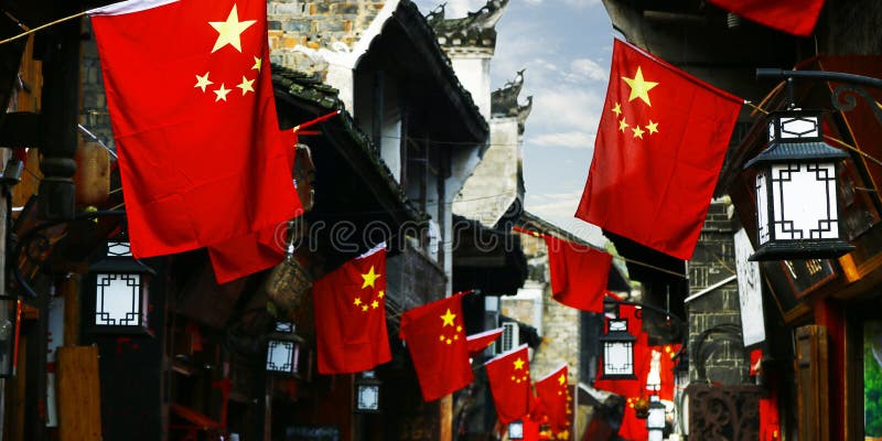 Chinese flag stock photo. Image of chinese, building - 122509252