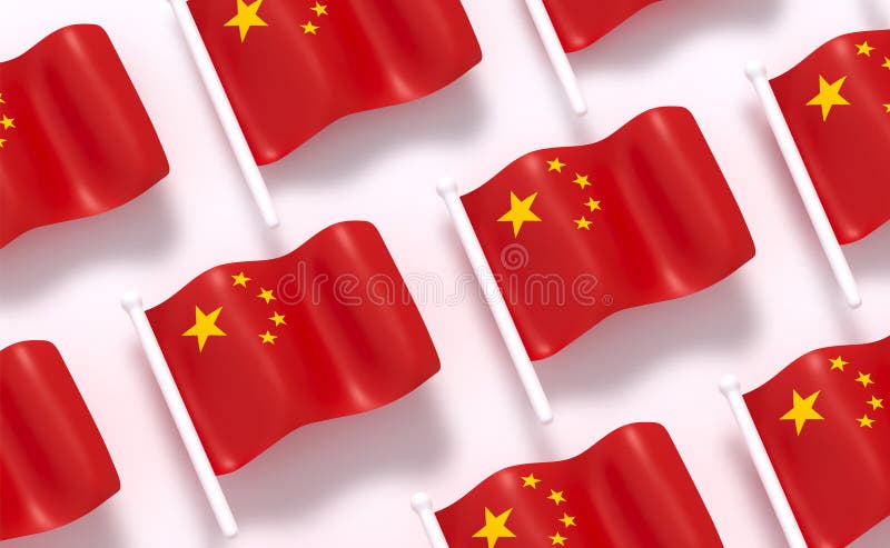 Chinese Flag Pattern Background White Soft Color. Realistic Cartoon 3d ...