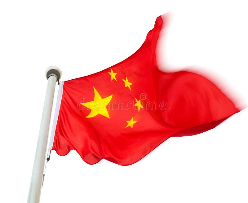 Chinese Flag on Pole Waving in the Wind Stock Image - Image of asia ...