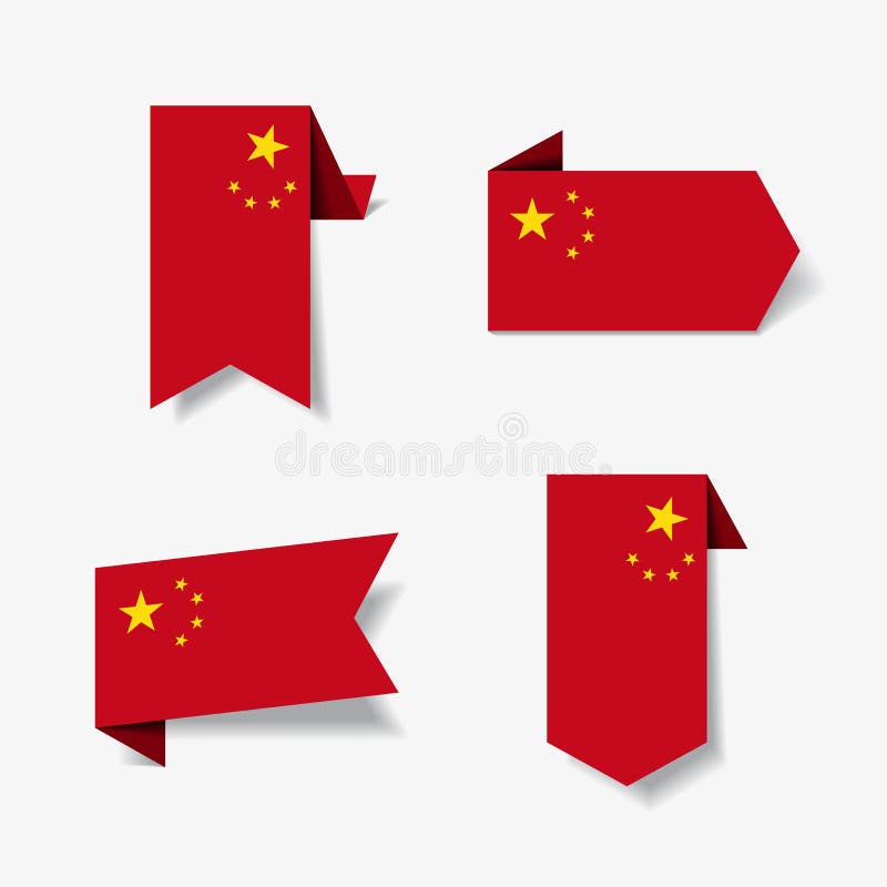 Chinese Flag Stickers and Labels. Vector Illustration. Stock Vector ...