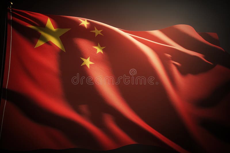 Chinese Flag in the Sun Rays.Realistic Generated AI Stock Illustration ...
