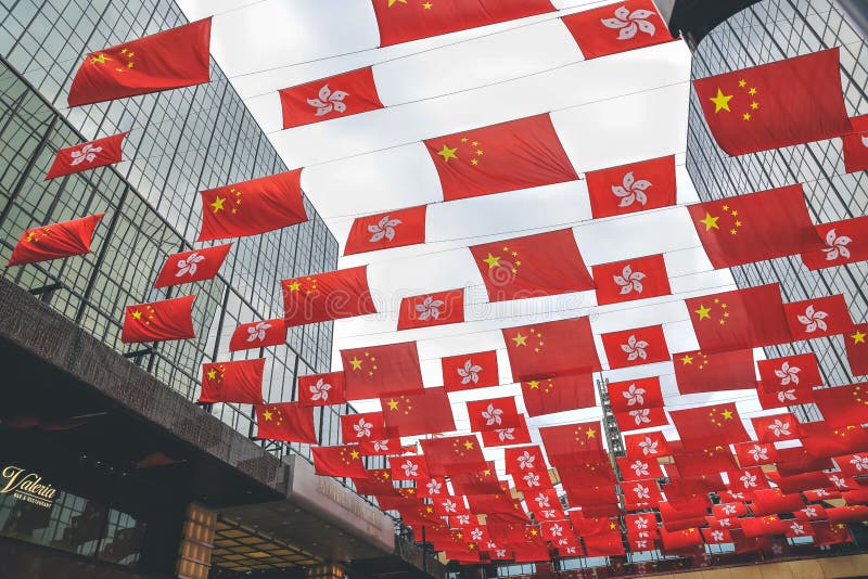 A Chinese Flags Hanging the Building, HK 1 OCT 2022 Editorial Photo ...