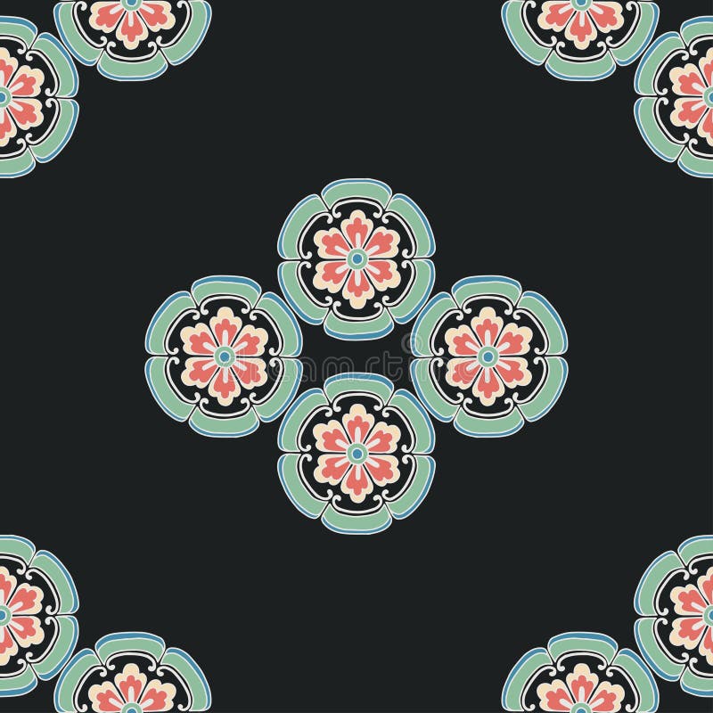 Chinese Flower Pattern Color Stock Vector - Illustration of oriental ...