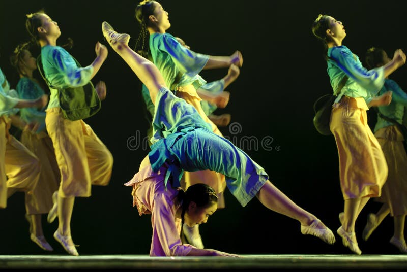 Chinese folk dancing girls editorial stock image. Image of active ...