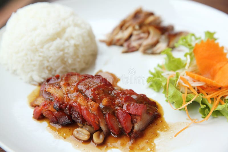 Chinese Food Barbecued Pork with Rice Stock Image - Image of restaurant ...