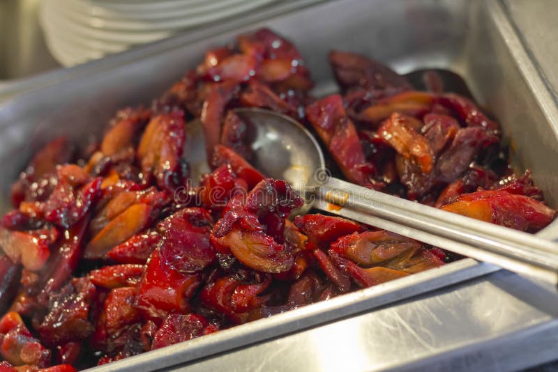 Chinese Food Buffet Tray stock photo. Image of steel - 58522740