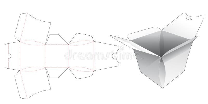 Chinese Food Container Box Die Cut Template Stock Vector - Illustration ...