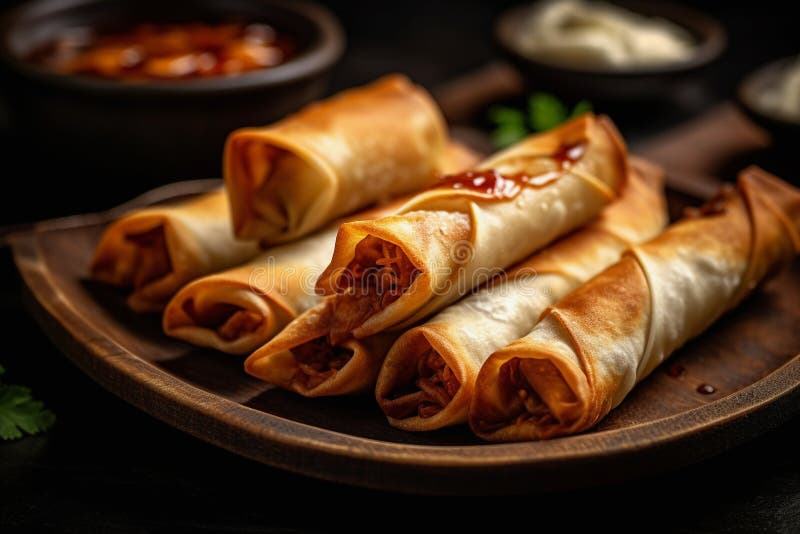 Chinese Food. Fresh Fried Chinese Traditional Spring Rolls Food ...