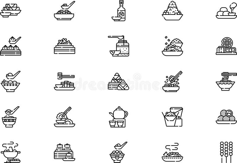 Chinese Food Icons Collection is a Vector Illustration with Editable ...