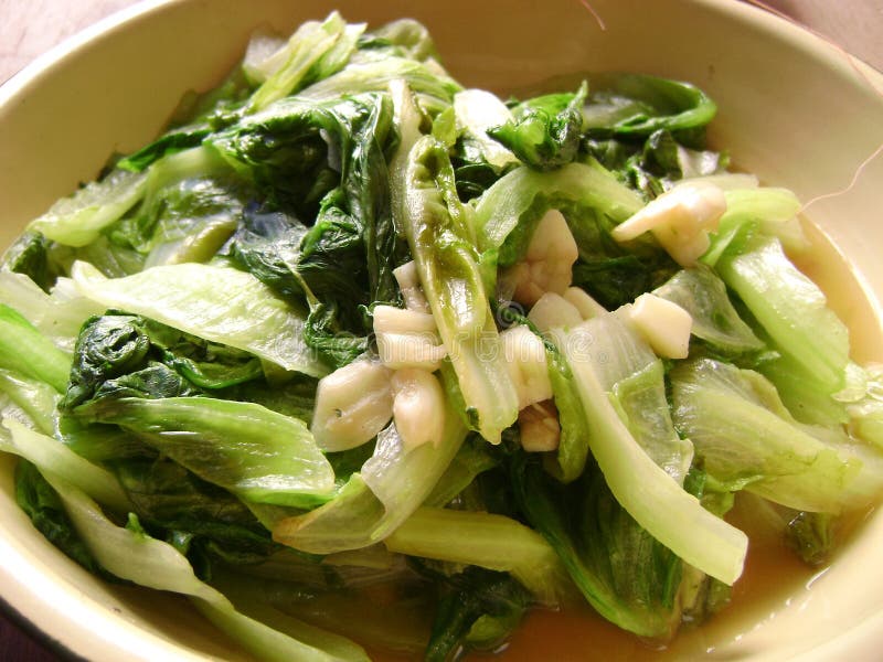 Chinese Food Lettuce in Garlic Stock Image - Image of homemade, dinner ...