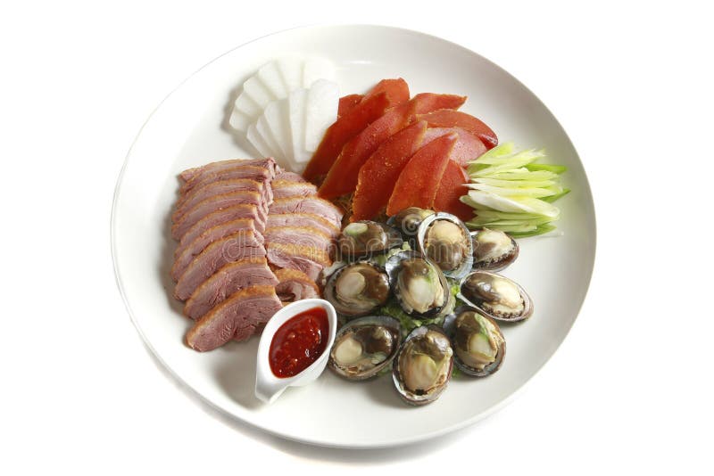 Chinese Food, Platter, Abalone and Mullet Roe Stock Photo - Image of ...