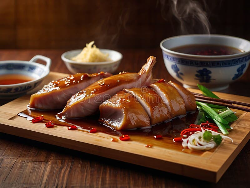 Chinese Food, Roast Duck with Sauce Stock Illustration - Illustration ...