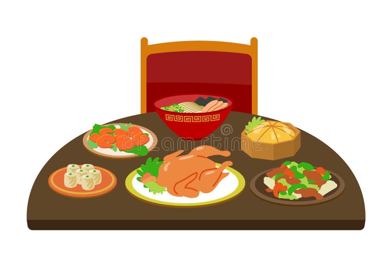 Chinese food Table stock vector. Illustration of chicken - 217221863