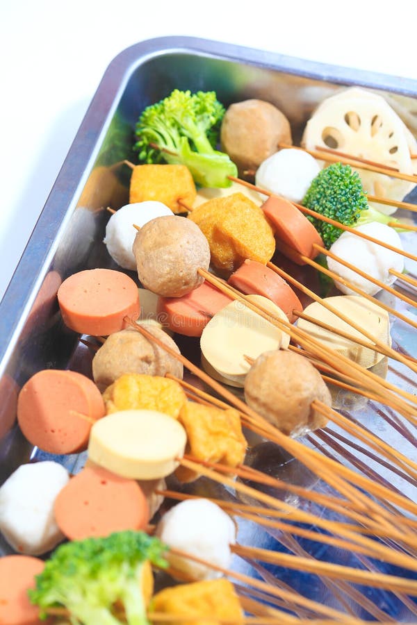 Chinese Foods Roast String in Metal Plate Stock Photo - Image of ...