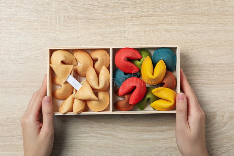 Chinese Fortune Cookies with Prediction Words, Top View Stock Image ...