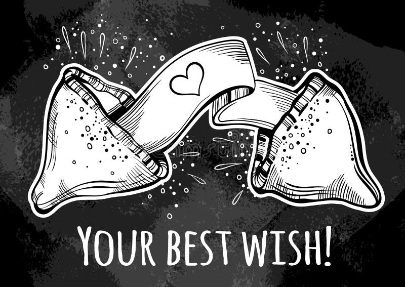 Chinese Fortune Cookies Set. Hand-drawn Black and White Vector ... Chinese Fortune Cookies Set. Hand-drawn Black and White Vector ...