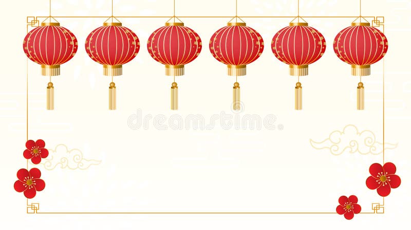 Chinese Frame Border Decoration with Chinese Lanterns Hanging on ...