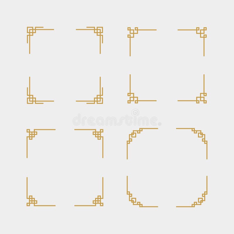 Chinese frame corner set stock vector. Illustration of china - 313484799