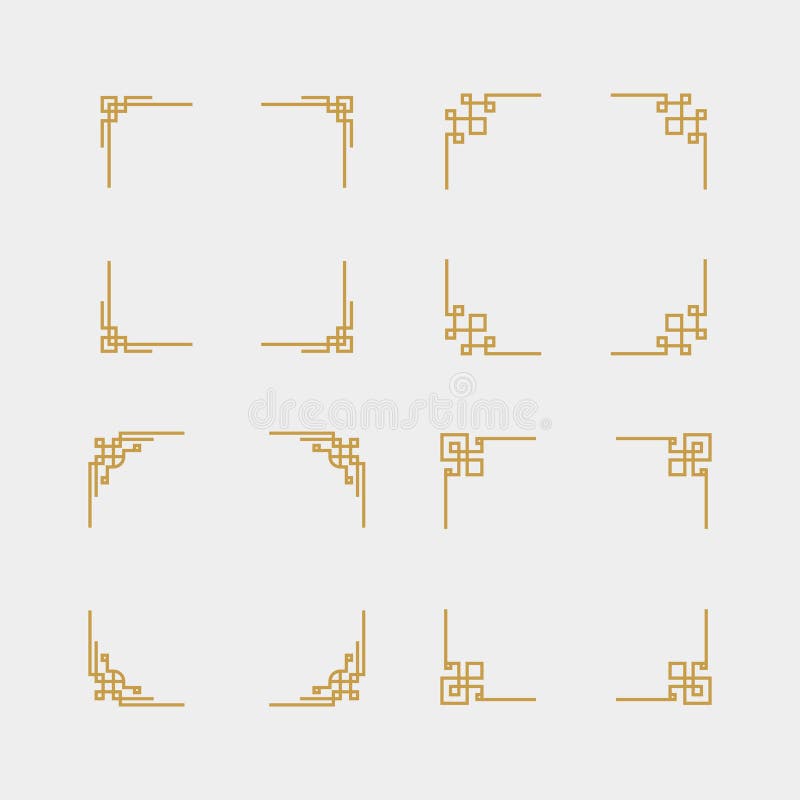 Chinese frame corner set stock vector. Illustration of style - 313484824