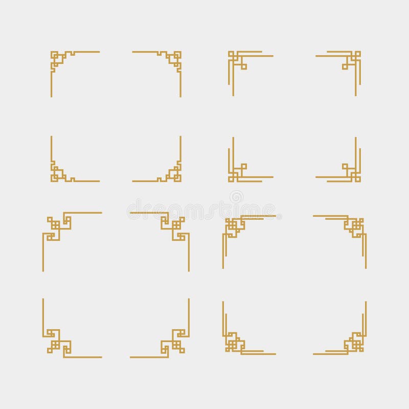 Chinese frame corner set stock vector. Illustration of china - 313484836