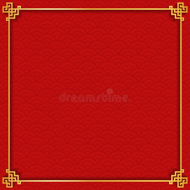 Chinese Frame with Oriental Asian Elements on Red Background Stock ...