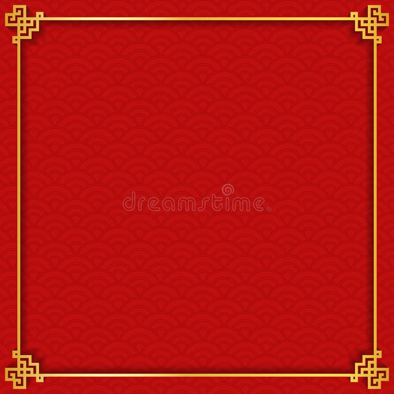 Chinese Frame with Oriental Asian Elements on Red Background Stock ...