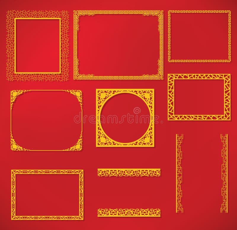 Chinese Frame Background. Red and Gold Color. Stock Vector ...
