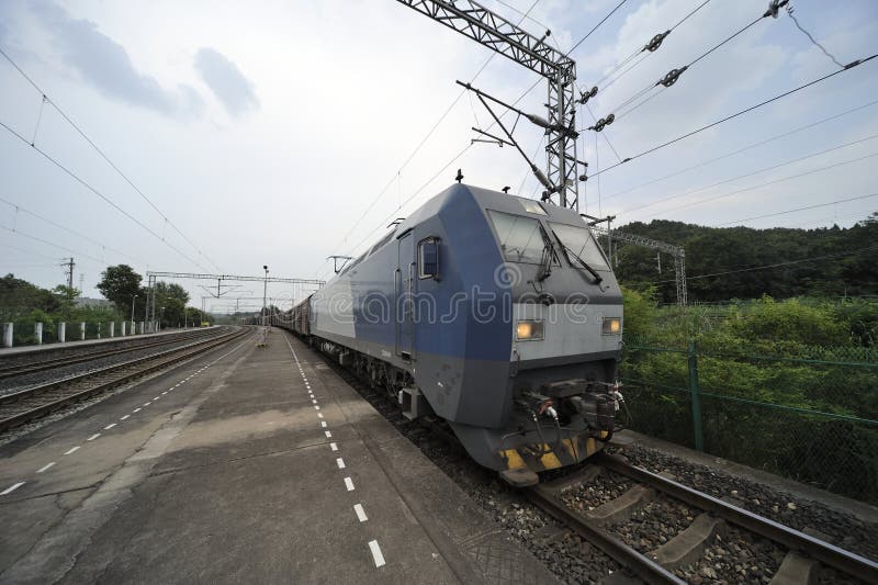 Chinese Freight train stock photo. Image of cargo, express - 45012640