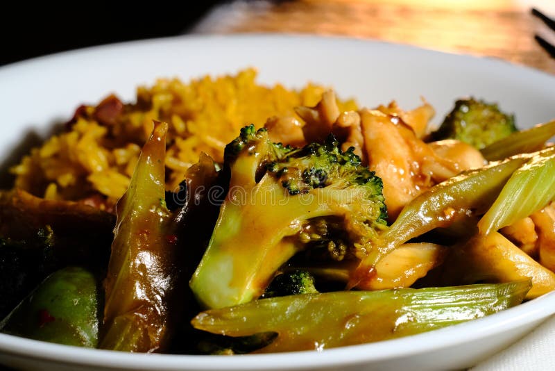 Chinese Garlic Chicken Fried Rice Stock Photo - Image of sauteed ...