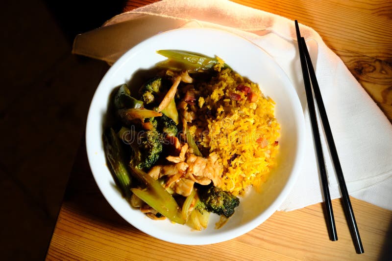 Chinese Garlic Chicken Fried Rice Stock Image - Image of chopsticks ...