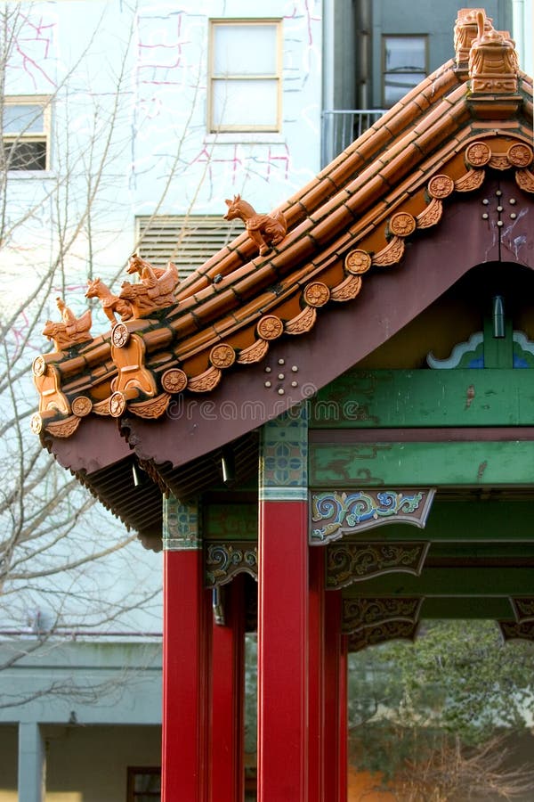 Chinese Gate Tower of Tang Dynasty Under Ultra Violet Night Sky, Srgb ...
