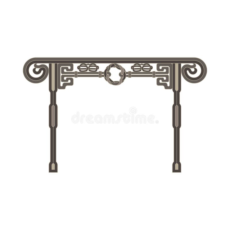 Chinese Gate Front View Monochrome Flat in Gray Color Theme Stock ...