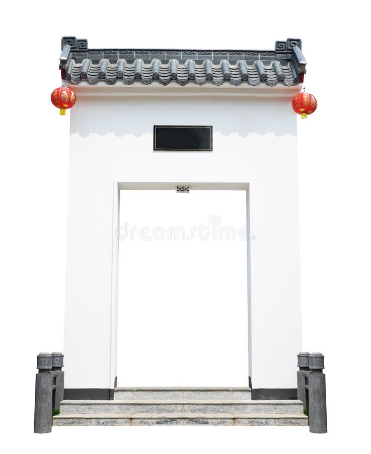 Chinese Gate Isolated on White Background Stock Image - Image of design ...