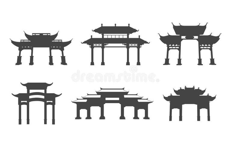 Chinese Gate Silhouette, Chinese Gate Vector, Asian Gate Vector, Asian ...