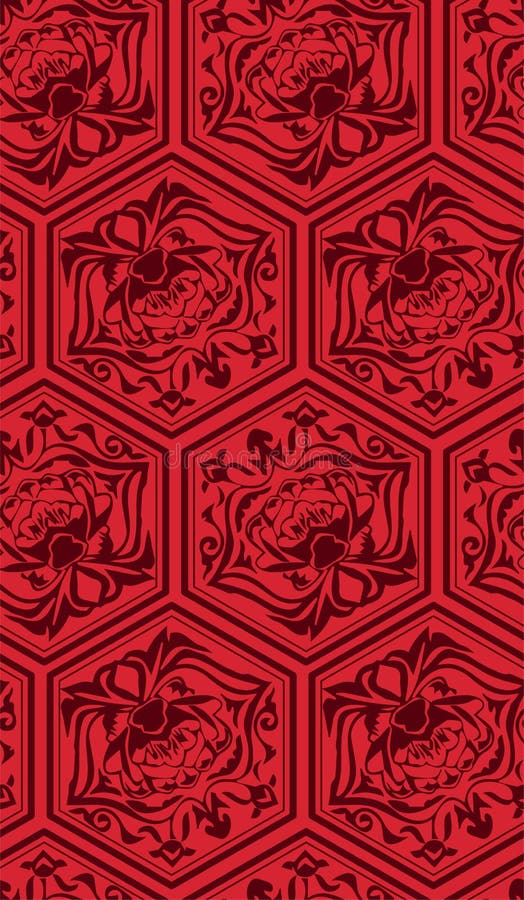 Chinese Geometry Vector Seamless Pattern Oriental Red Stock ...