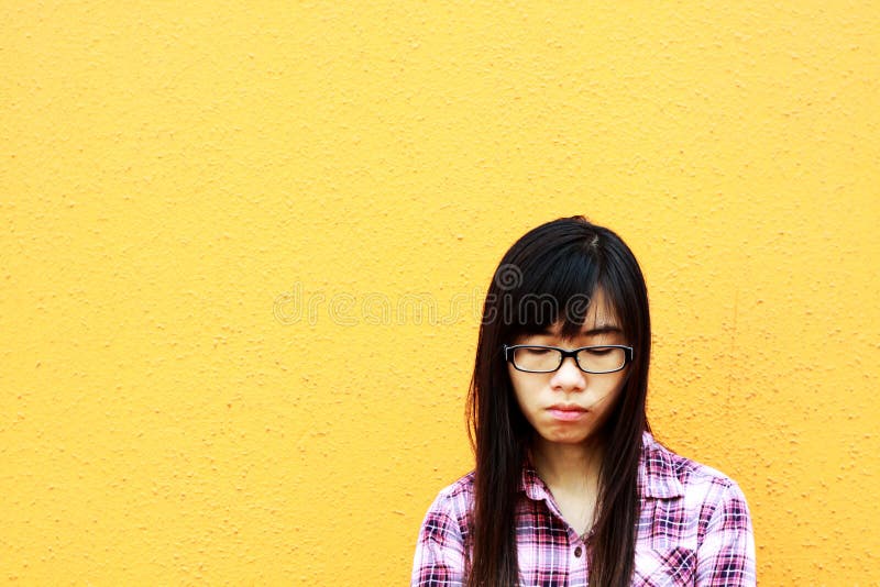 A Chinese Girl Who Is Very Sad. Stock Photo - Image of studio, girl ...