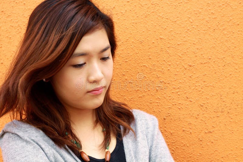 A Chinese Girl Who is Very Sad Stock Image - Image of figure, care ...