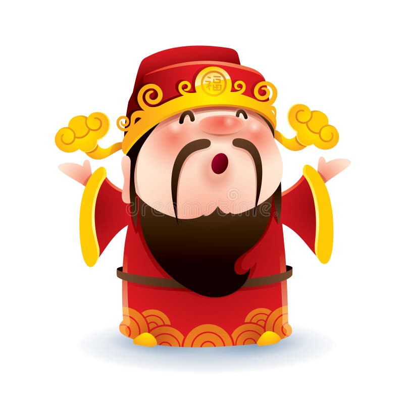 Chinese God van Rijkdom vector illustratie. Illustration of munt - 48415918