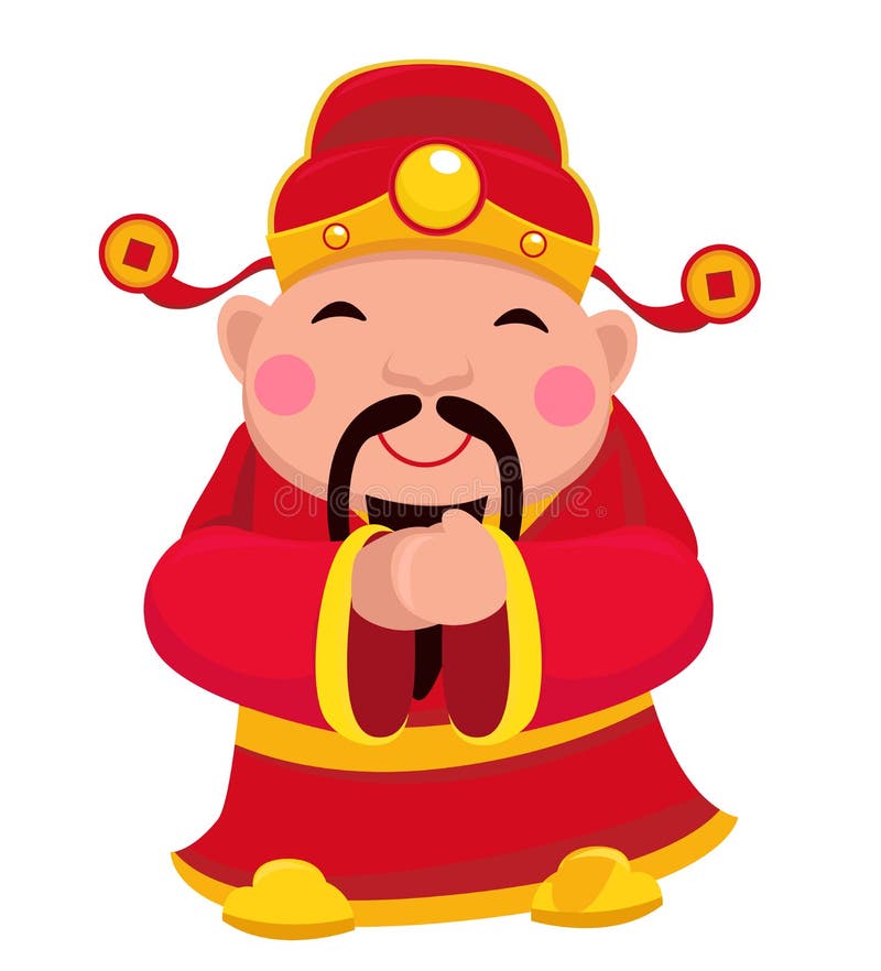 Chinese God of Wealth. stock vector. Illustration of congratulations ...