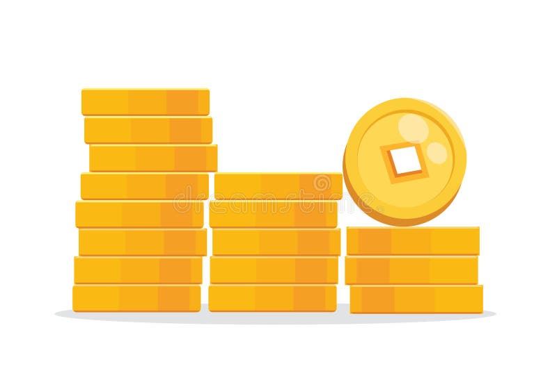 Chinese Gold Coins Vector Illustration Stock Vector - Illustration of ...