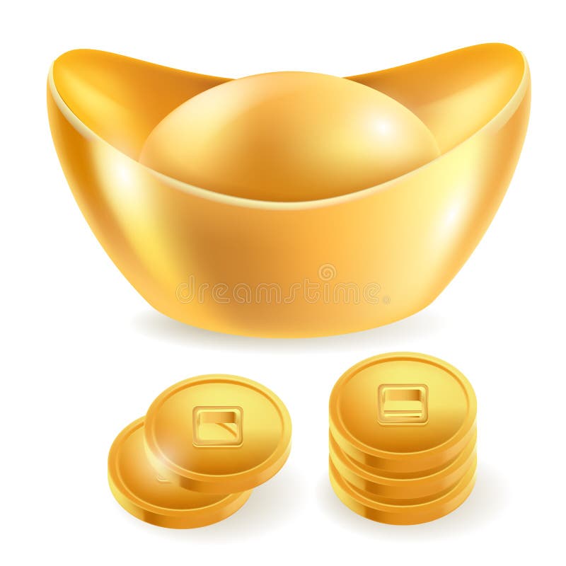 Chinese Gold Coin Vector, Chinese Lunar New Year Line Style Icon Stock ...