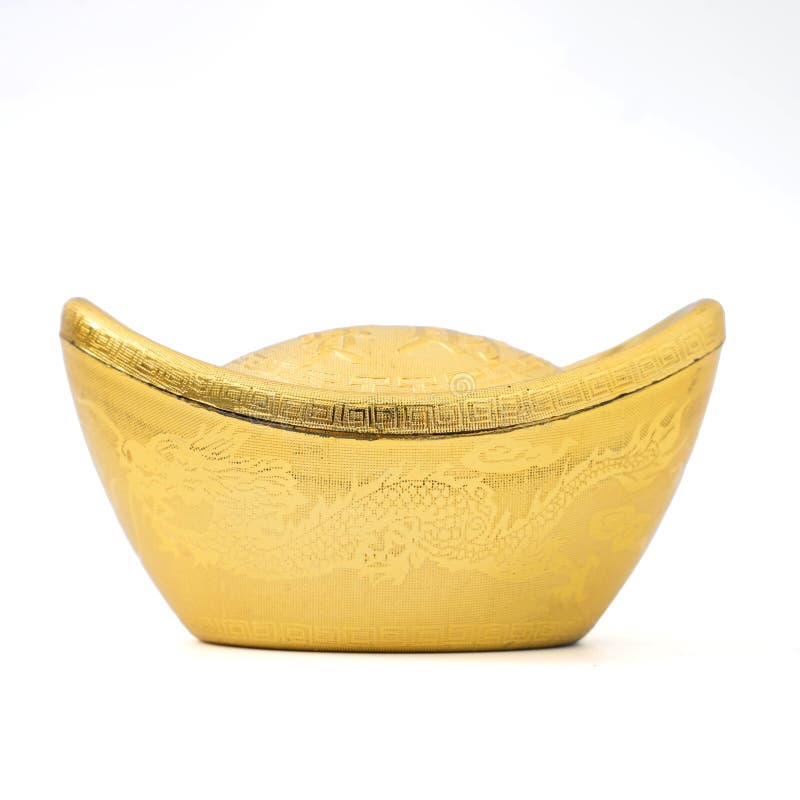 Chinese Gold Ingots Isolated on White Stock Image - Image of china ...
