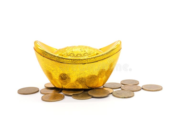 Chinese Gold Sycee Yuanbao on White Background Stock Photo - Image of ...