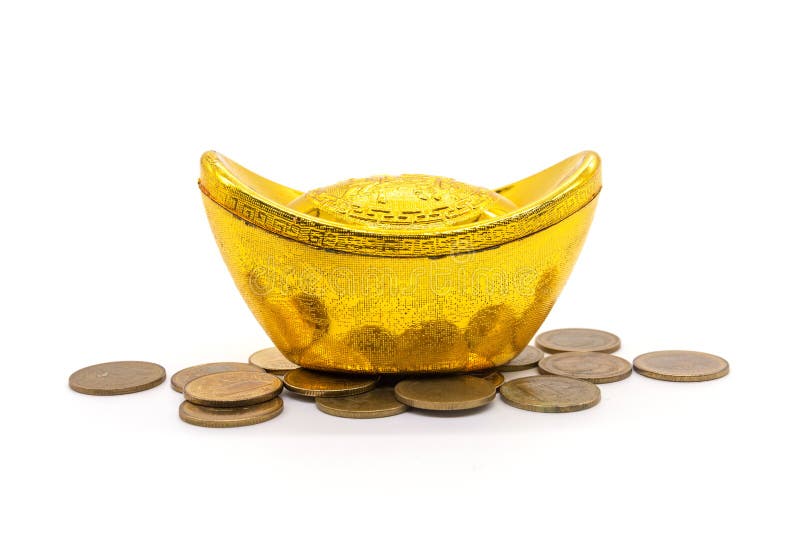 Chinese Gold Sycee Yuanbao on White Background Stock Photo - Image of ...