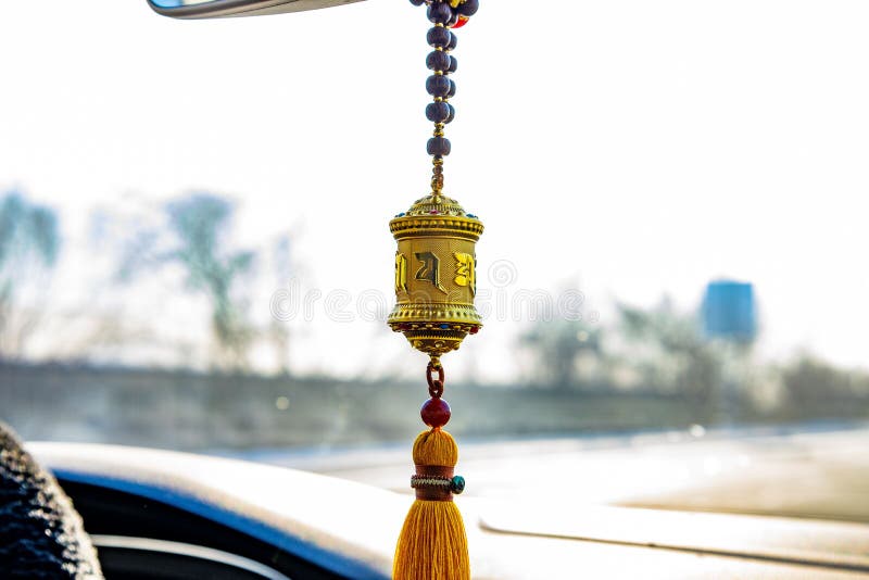 Chinese Golden Amulet Hanging Inside a Car, Close-up Stock Photo ...
