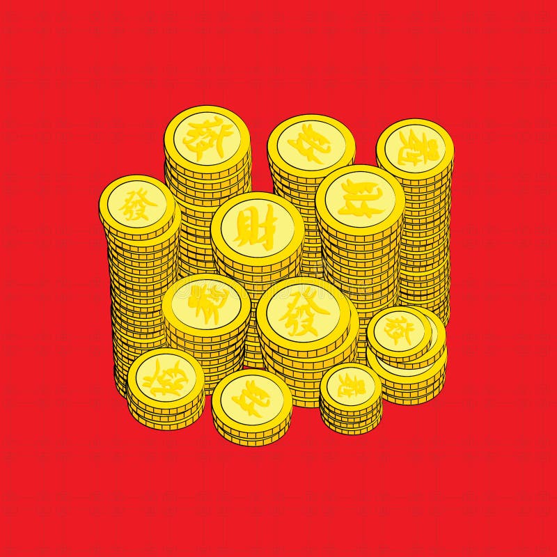 Chinese Golden Coins Vector Stock Vector - Illustration of symbol ...