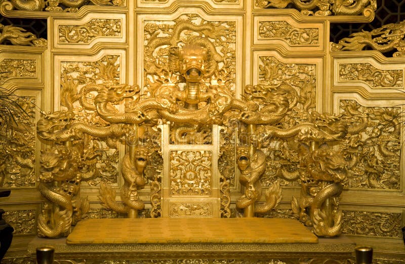 Chinese Golden Emperor S Throne Dragons Stock Image - Image of ming ...