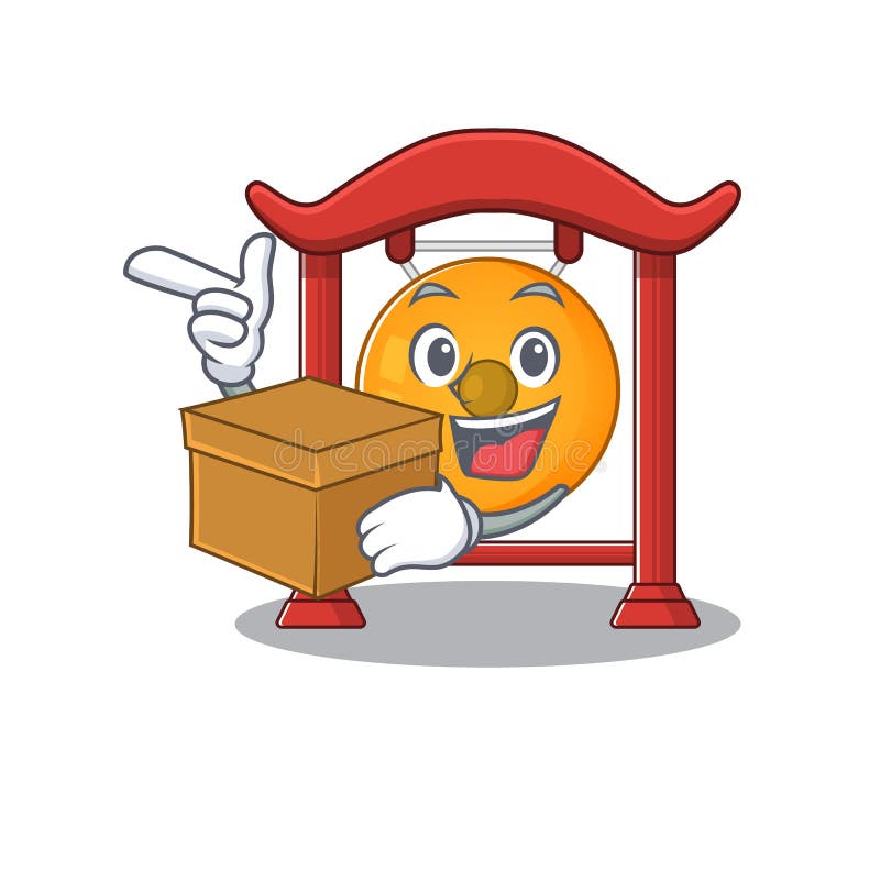 Chinese Gong Scroll Cartoon Character Bringing a Box Stock Vector ...