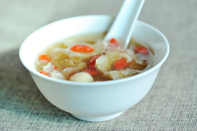 Chinese Gouqi and White Funguns Soup Stock Photo - Image of cantonese ...